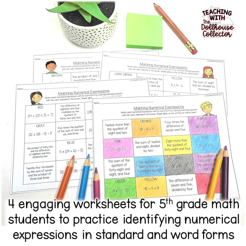 Numerical Expressions Math Worksheets for 5th Grade Math - Etsy