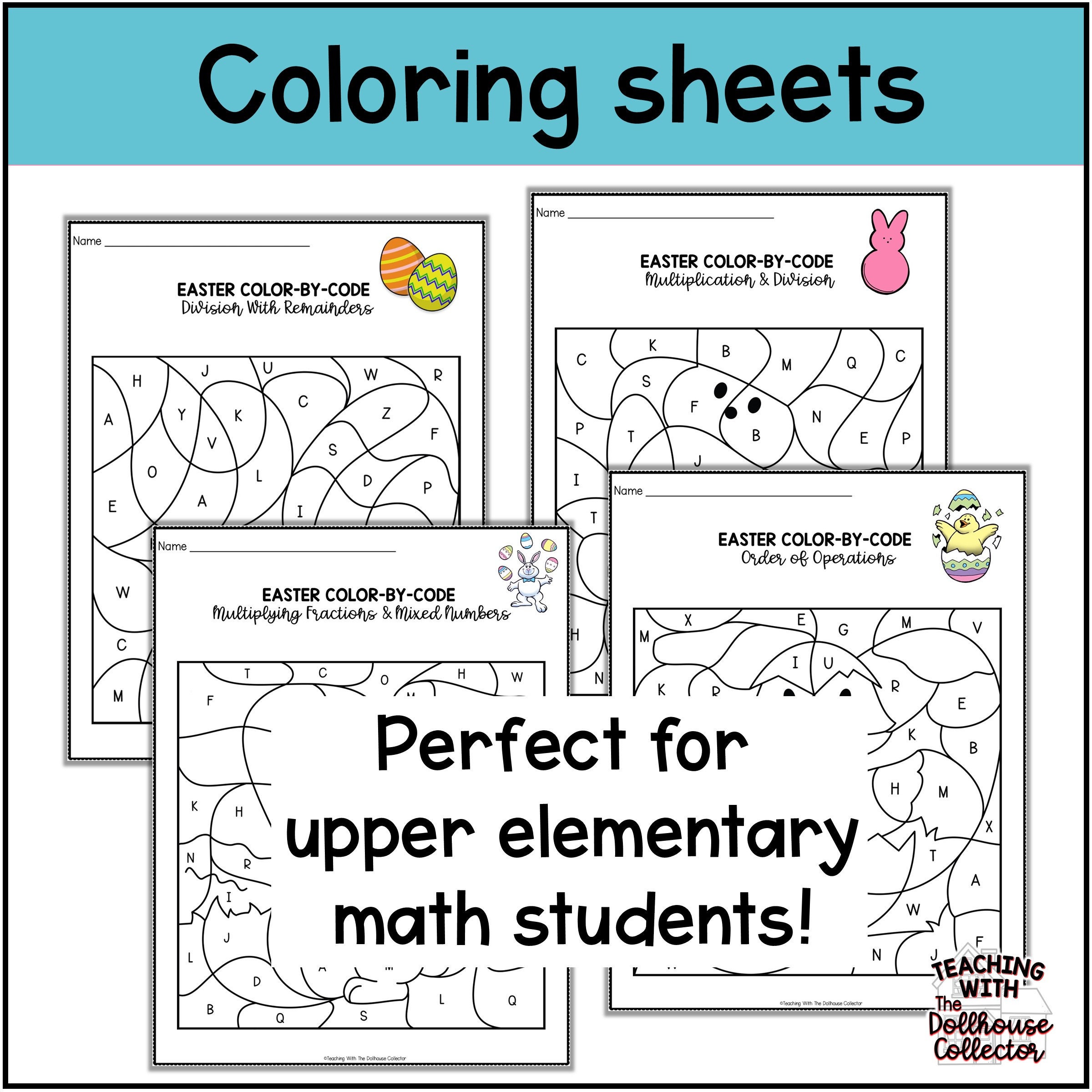 Easter Math Color by Code Worksheets | Color by Number | 5th Grade ...