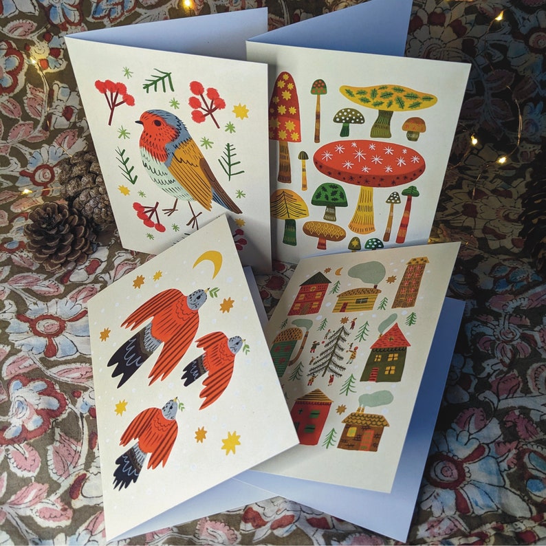 Winter Greetings Cards Pack - Etsy