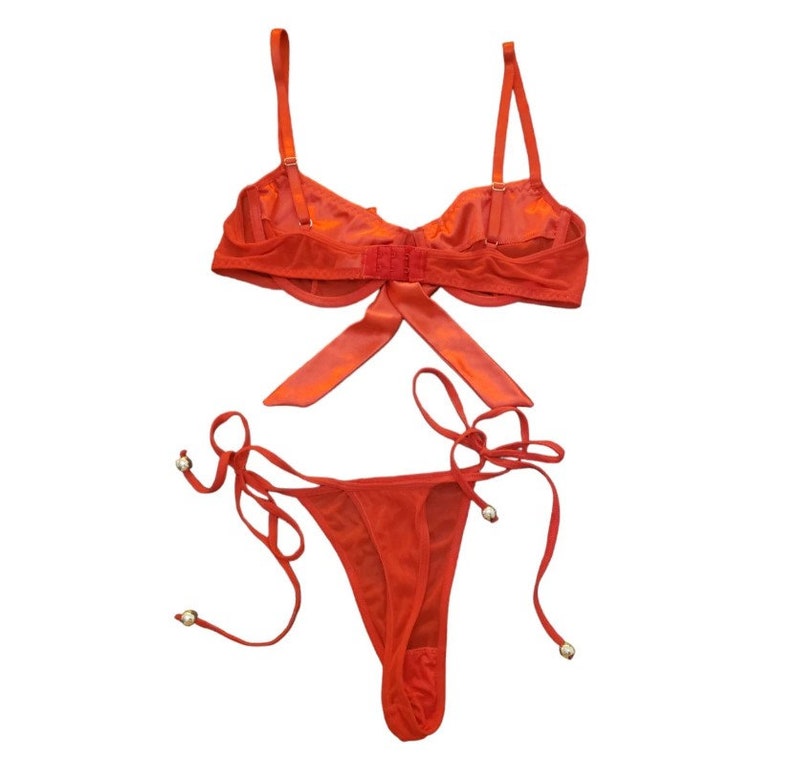 Red Bow Lingerie Sexy Red Lingerie Bra And Panties Etsy