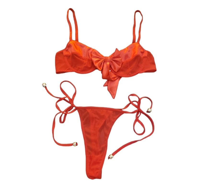 Red Bow Lingerie Sexy Red Lingerie Bra and Panties - Etsy