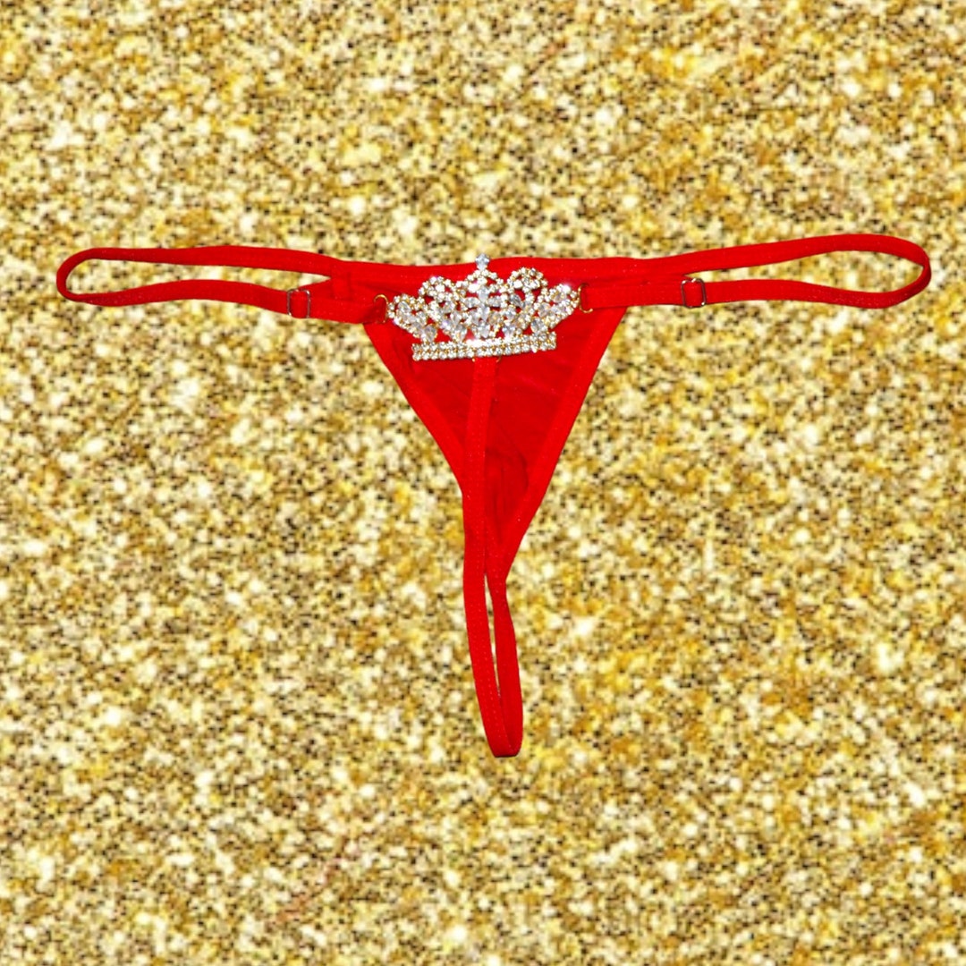 Red Rhinestone Gem Thong Panty Underwear Jeweled Thong Princess Panty Queen Panty Etsy