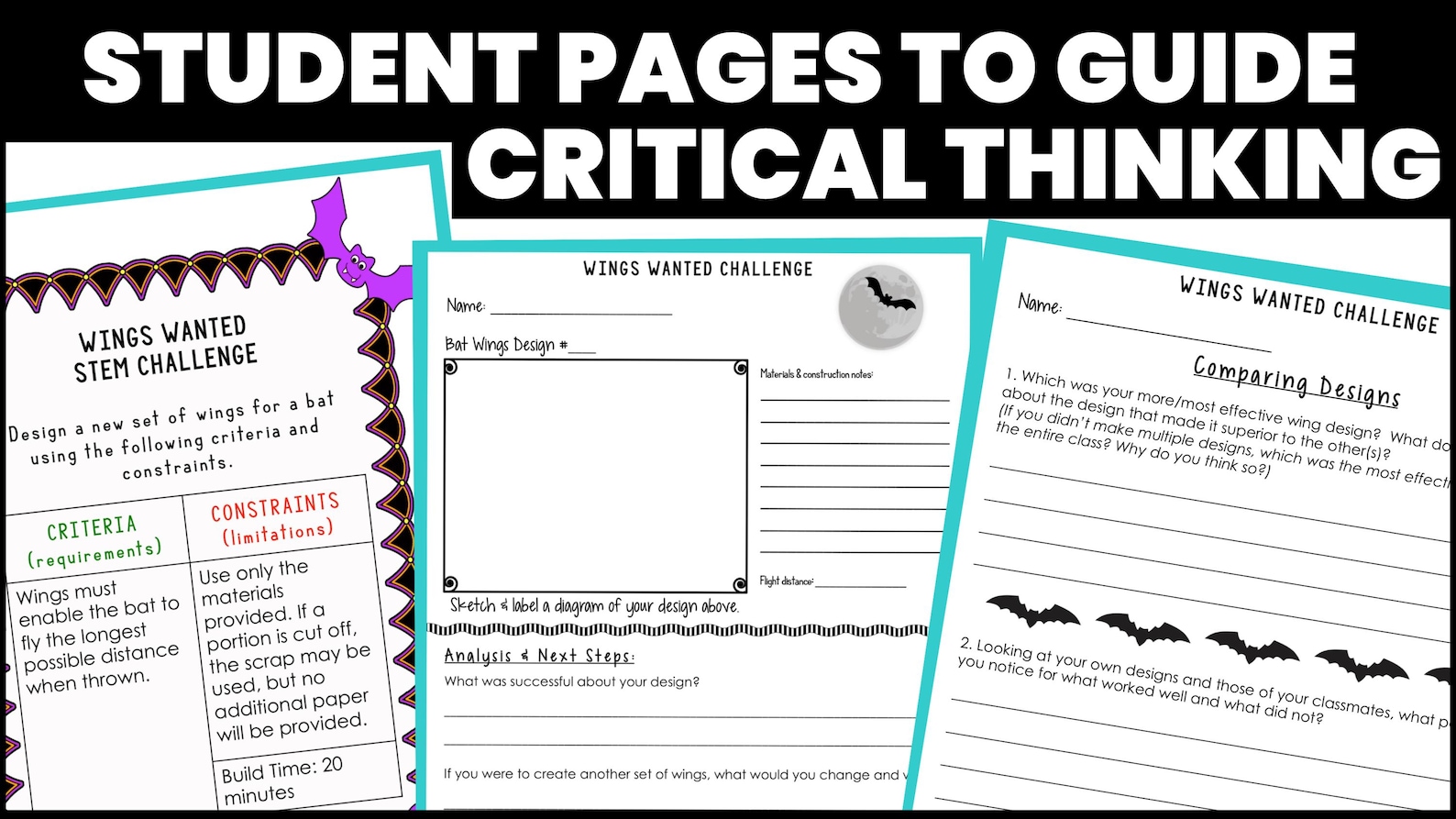 Bat Wings Wanted Halloween STEM Challenge Activity Download ...