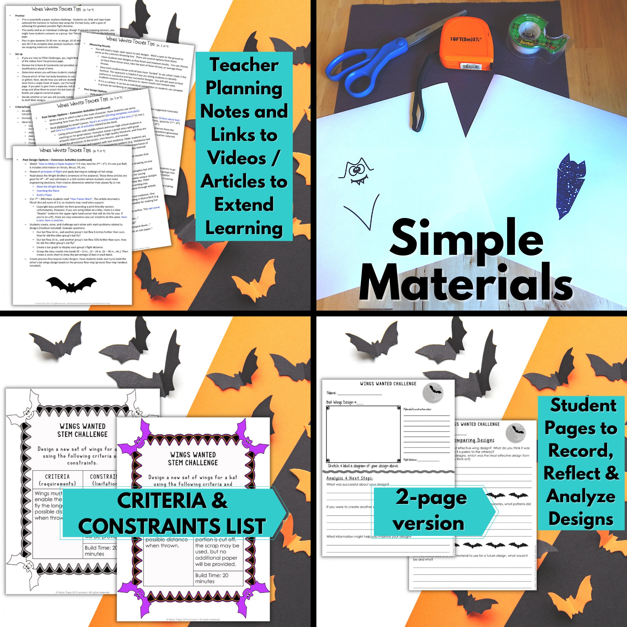 Bat Wings Wanted Halloween STEM Challenge Activity Download ...