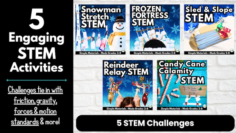 5 Christmas or Winter STEM Challenge Activity Downloads | Winter STEM ...
