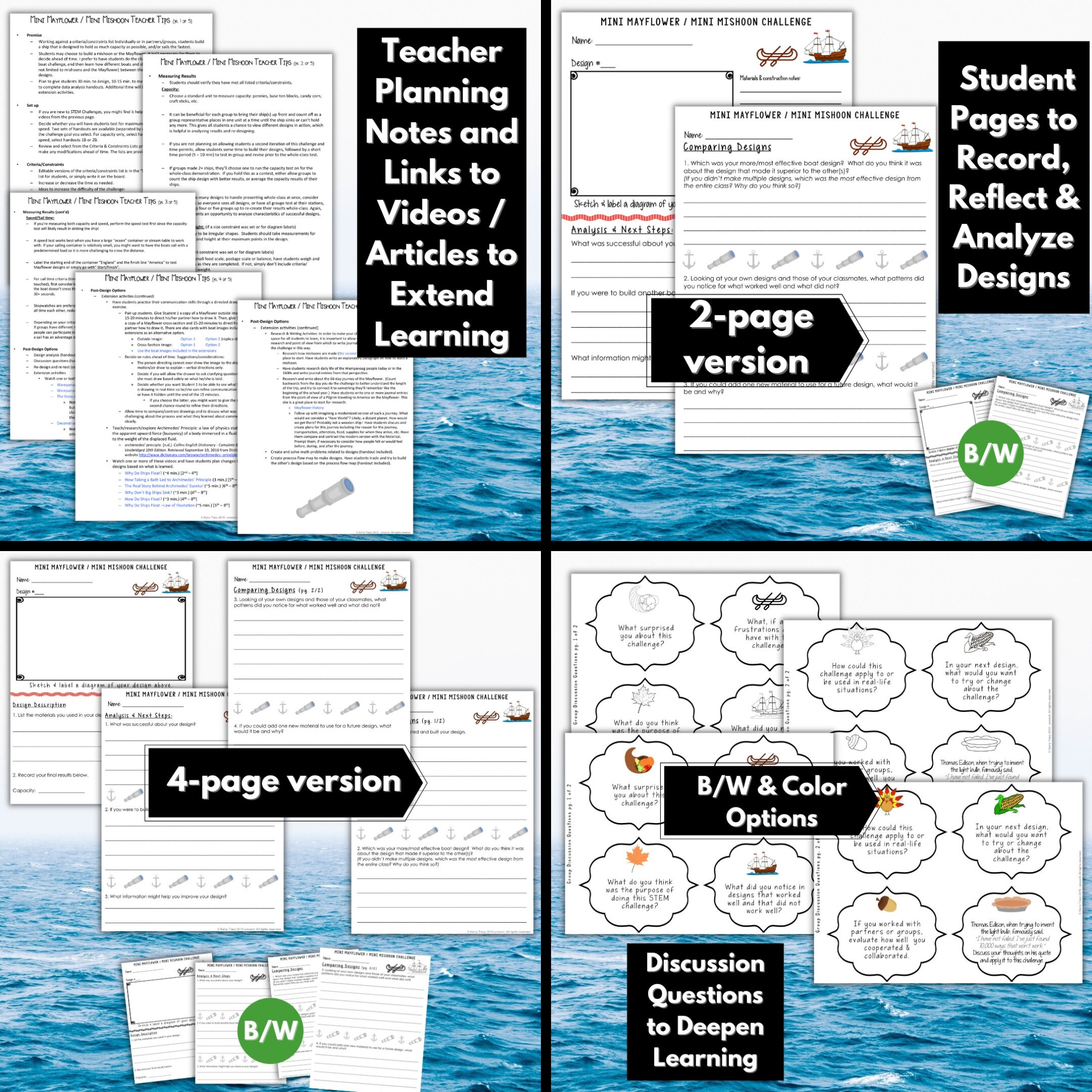 Mini Mayflower or Mishoon Thanksgiving STEM Challenge Activity Download ...