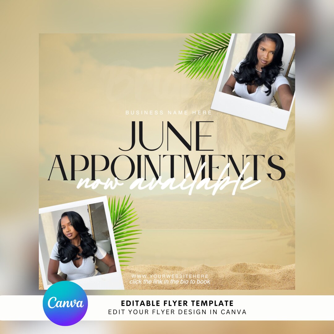 June Flyers, June Books Open, Book Now Flyer, Appointments Flyer ...