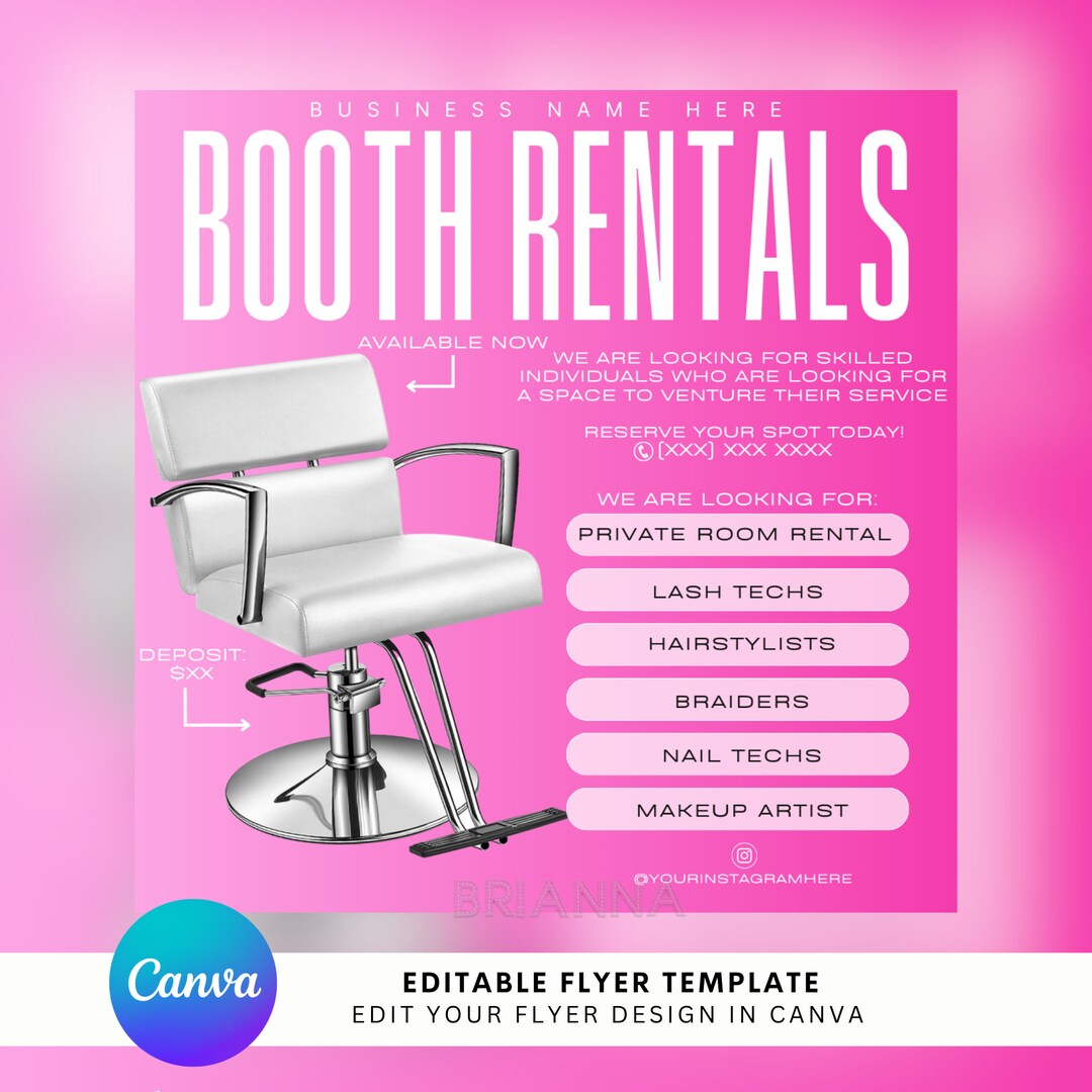 Booth Rental Flyer, DIY Flyer Template Design, Store Rental Flyer, Pre ...