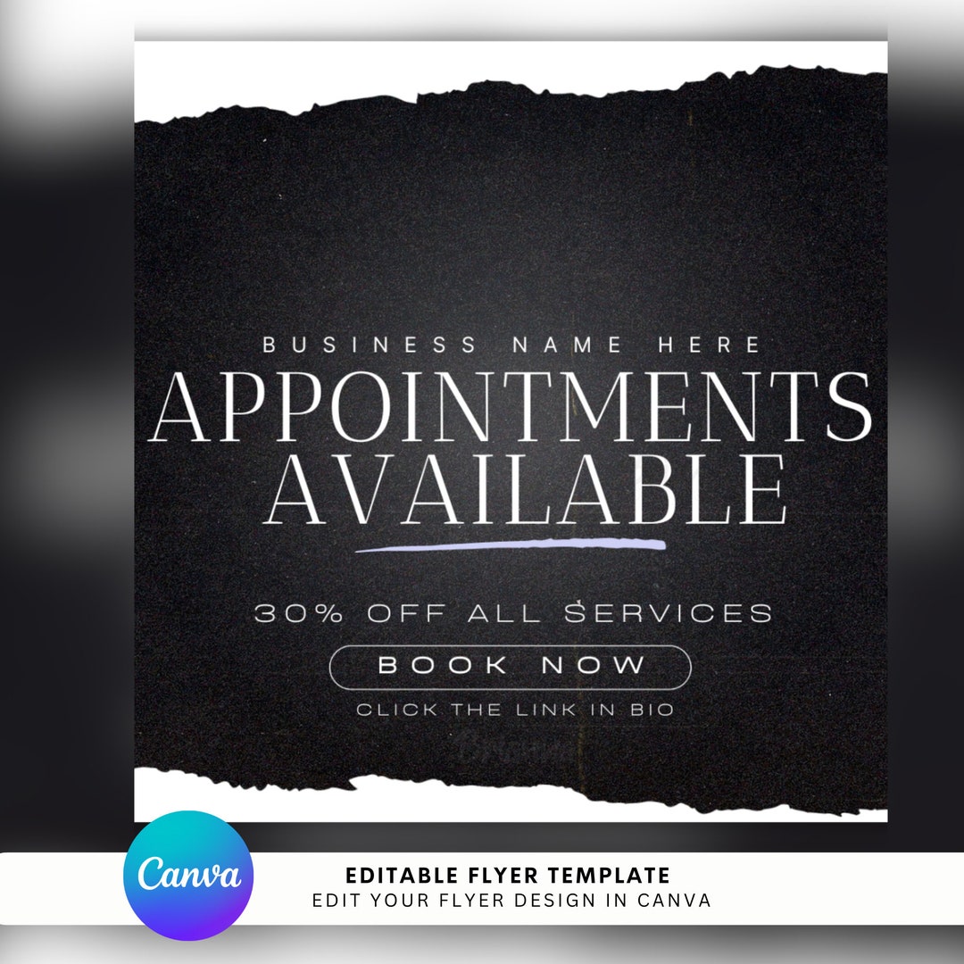 Editable Book Now Flyer Appointment Now Available Diy Book - Etsy