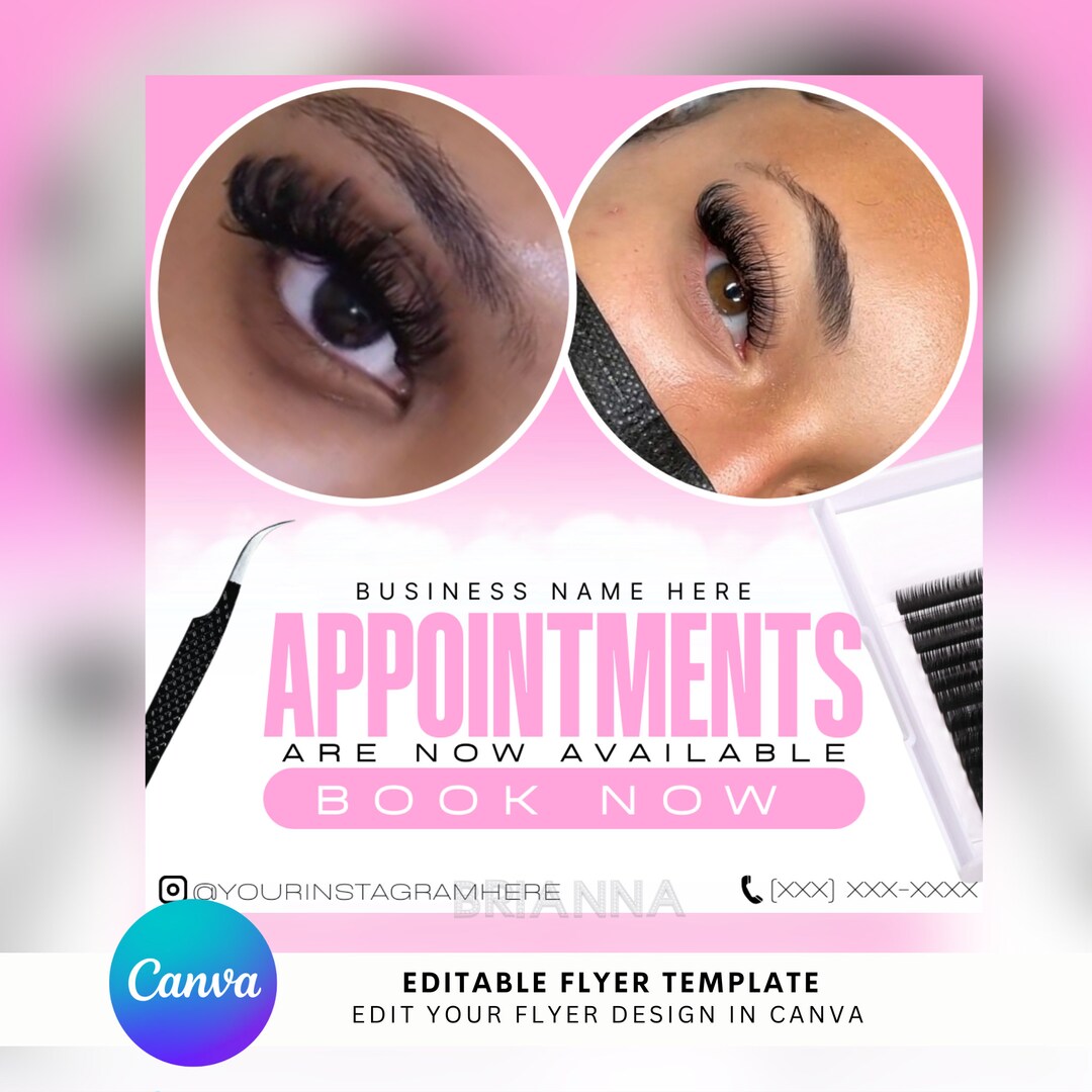 Lash Extension Flyers Lash Book Now Flyer Lash Sale Flyer Appointments Available Flyer Template ...