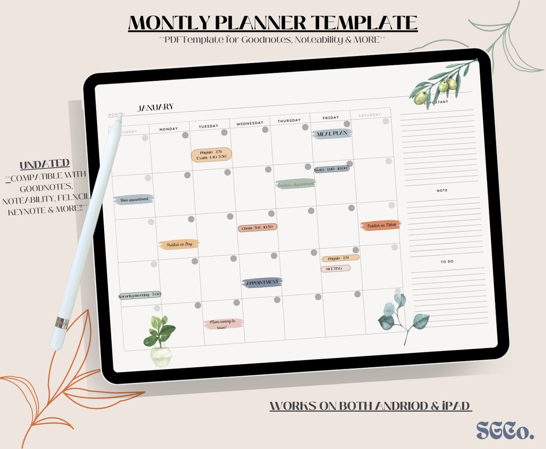 Perfect Customizable Digital Planner Template, Instant Download ...