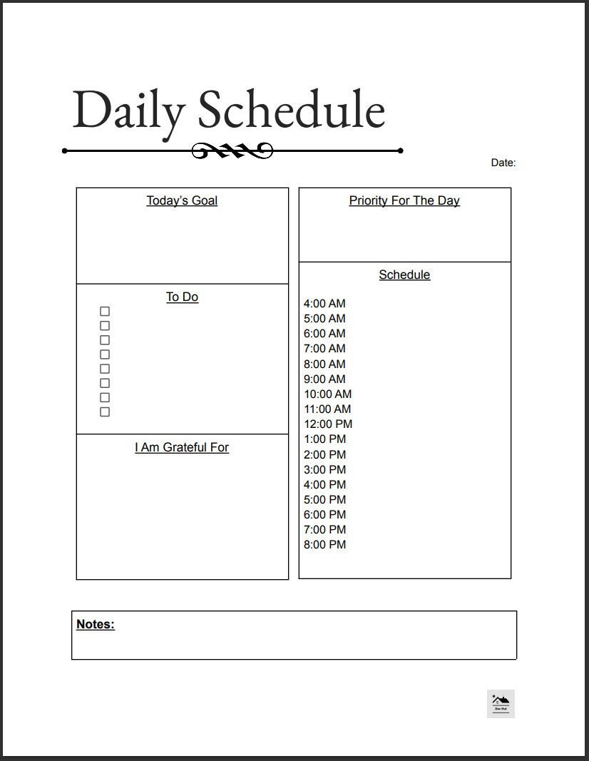Completely Editable Daily Schedule for Word - Etsy
