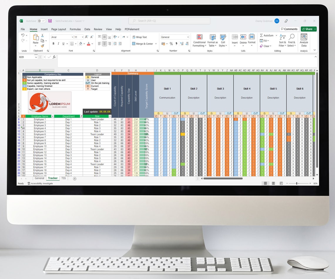 Skills / Competency Tracker (rev 1.0 - Excel) - Etsy