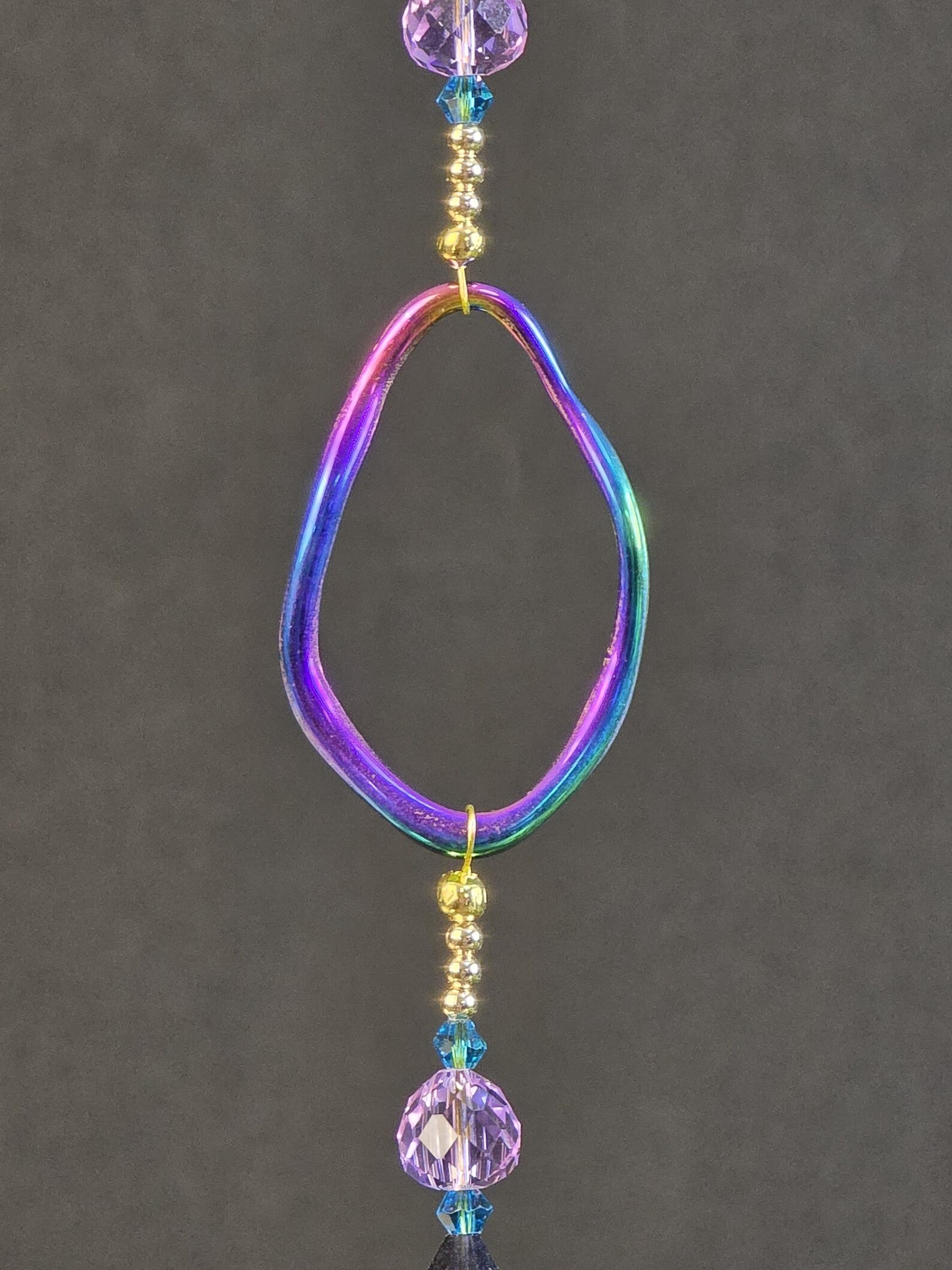 Anodized Oval and Crystal Teardrop Suncatcher Home Decor - Etsy