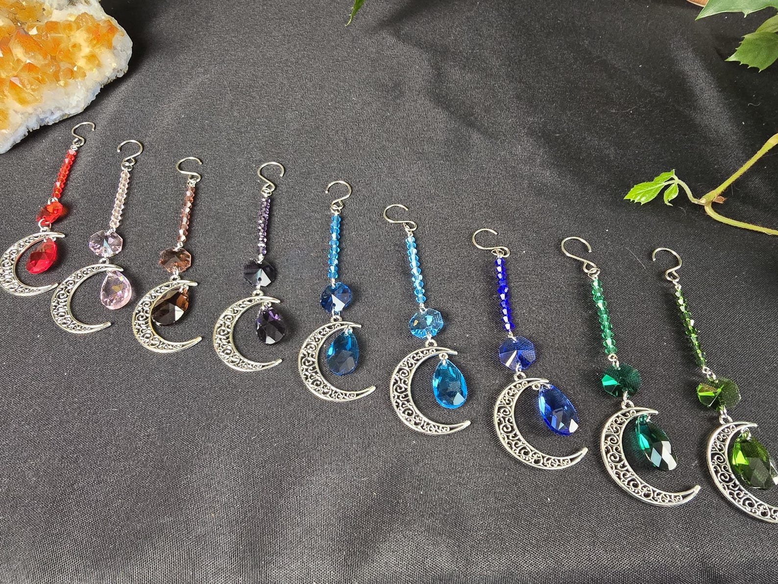 Moon and Colored Crystal - Etsy