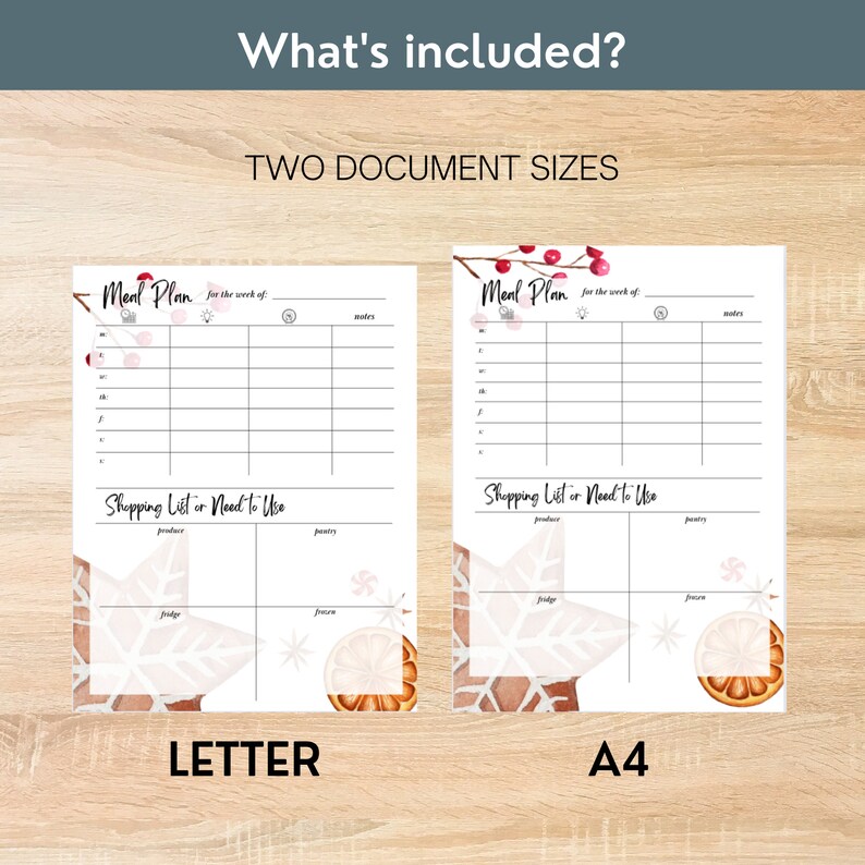 Winter Theme Meal Plan Dinner Only, Digital Download, Printable, PDF ...