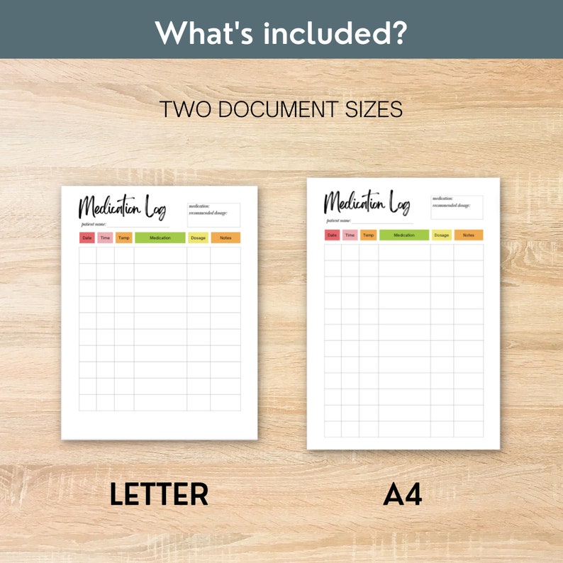 Printable Medication Log, Sick Day Log, Children's Medication Tracker ...