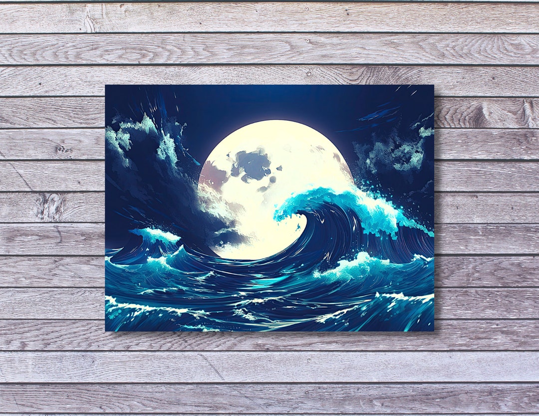 8 by 10 Moon Wave Metal Photo Print - Etsy