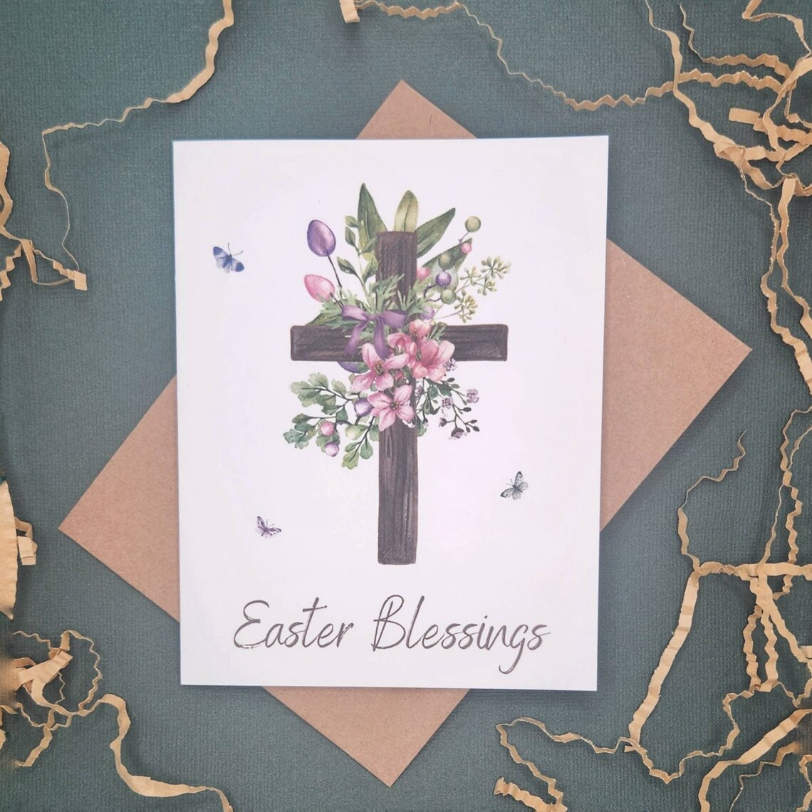 Easter Holiday Cards-cute Easter Card-easter Blessings and Cross With ...