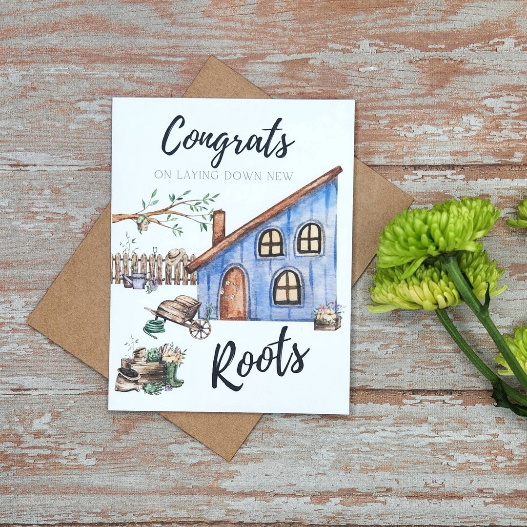 Housewarming Greeting Cards-watercolor Art-laying Down New Roots ...
