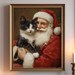 Santa and Tuxedo Cat Wall Art Poster, Cute Kitty Christmas Home Decor ...