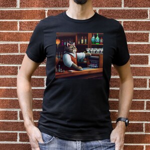 Cat Bartender T-shirt Grumpy Bartender Tee Cat Lover Shirt - Etsy