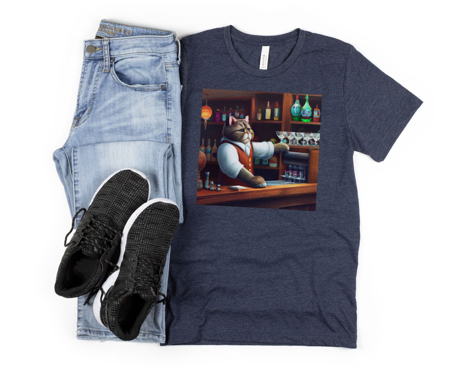 Cat Bartender T-shirt Grumpy Bartender Tee Cat Lover Shirt - Etsy