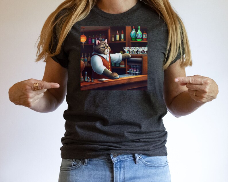 Cat Bartender T-shirt Grumpy Bartender Tee Cat Lover Shirt - Etsy