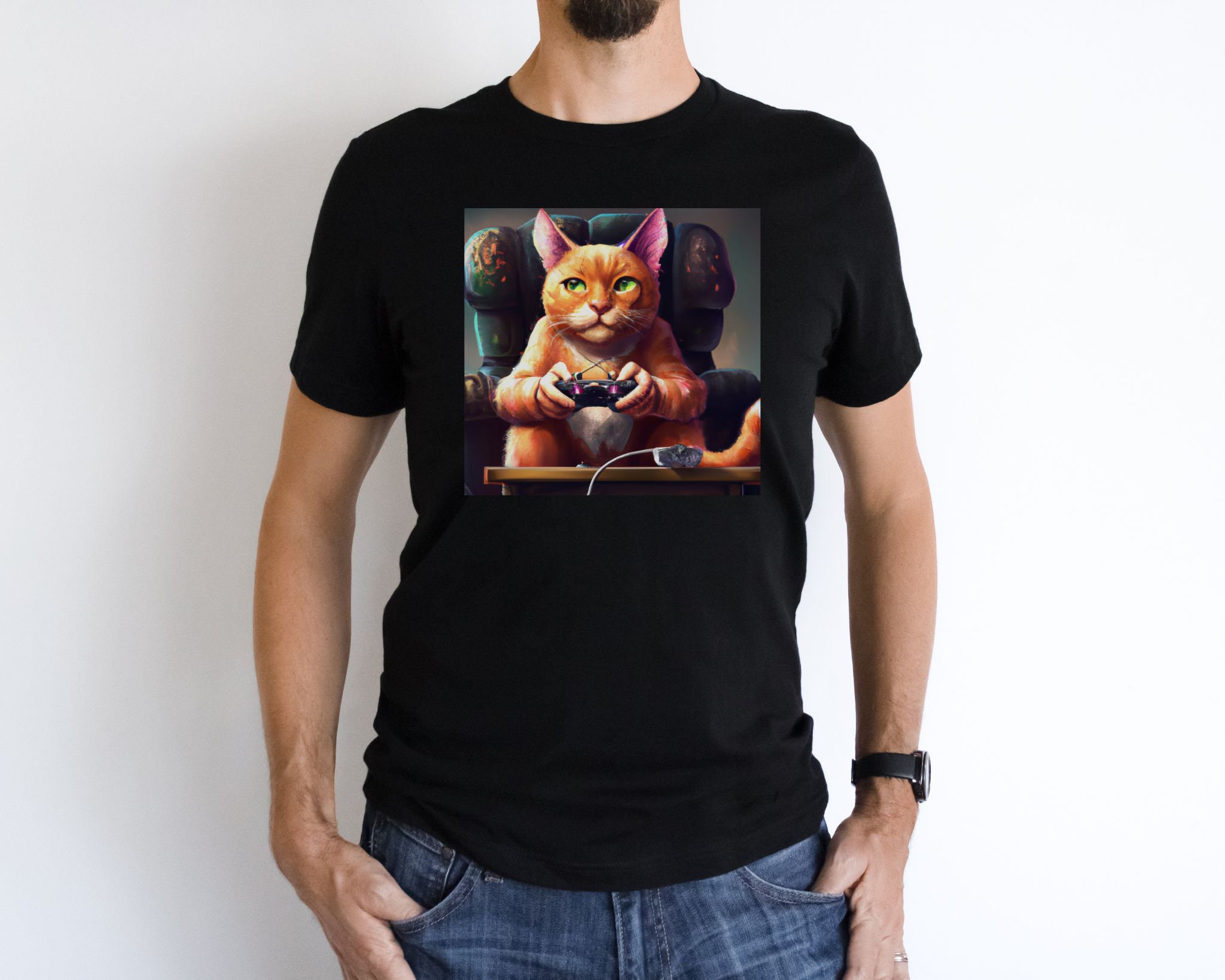 Camiseta Gamer Cat camiseta de videojuegos camiseta Gamer - Etsy España