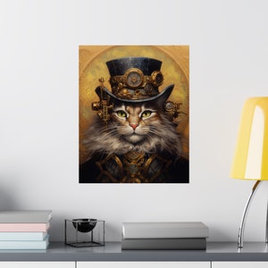 Steampunk Cat Poster, Steampunk Cat Wall Art, Steampunk Art Poster Gift ...