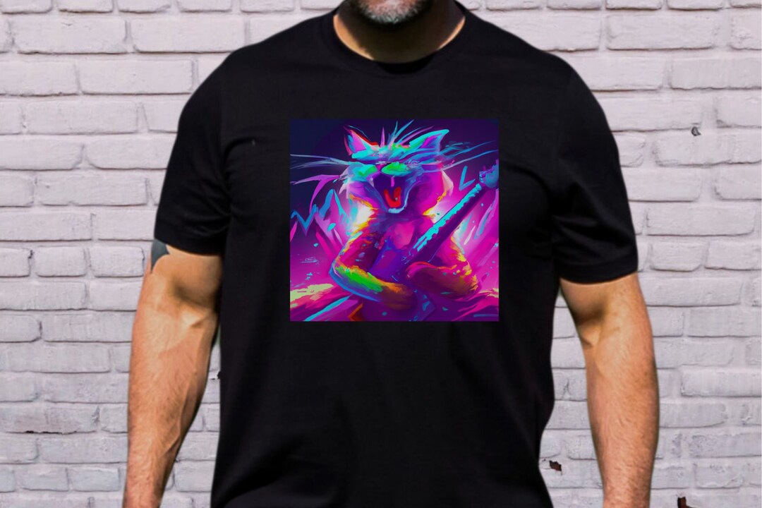 New Wave Cat T-shirt 1980's Style Cat Shirt Retro Cat - Etsy