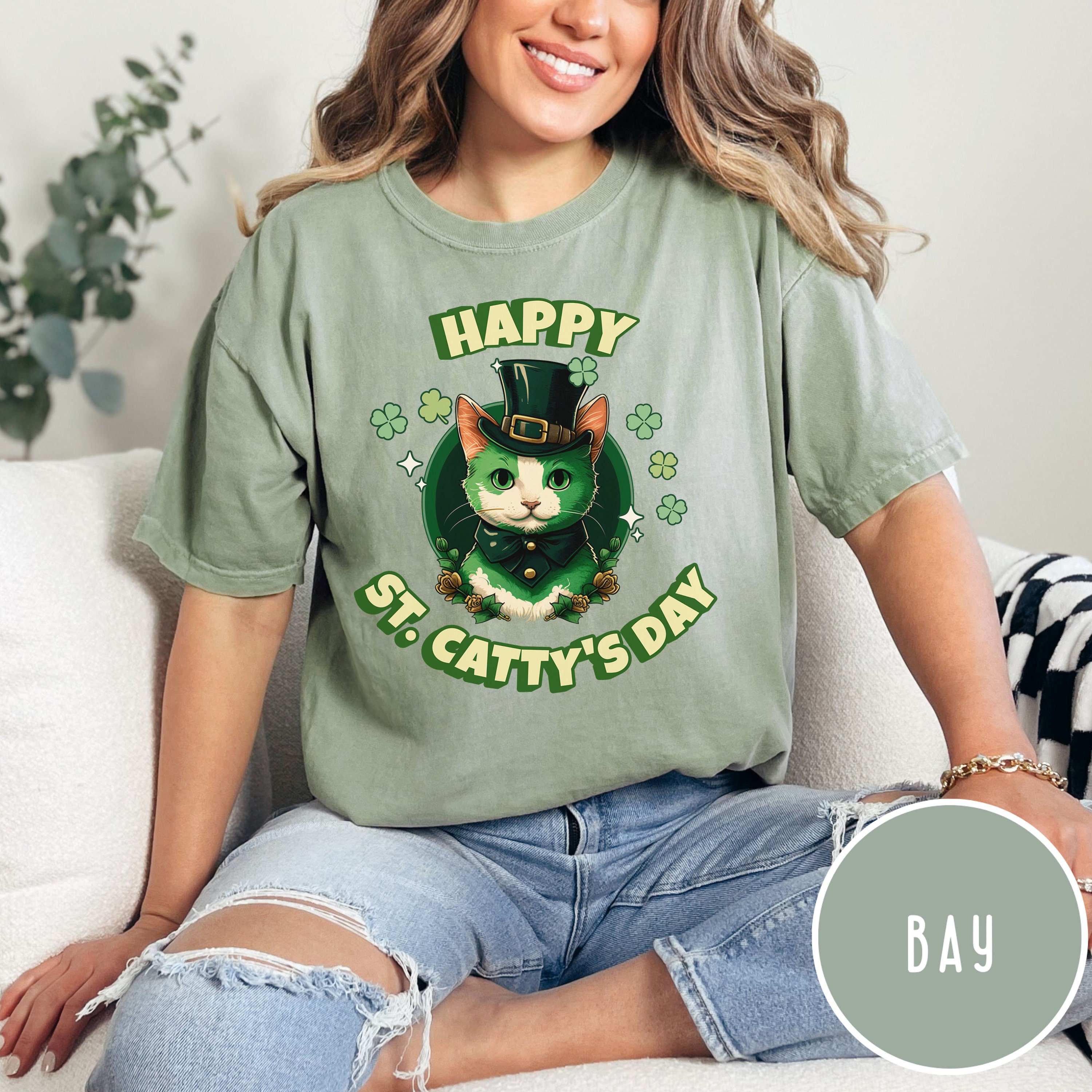 Happy St. Catty's Day Funny St. Patrick's Day Comfort Colors T-shirt ...