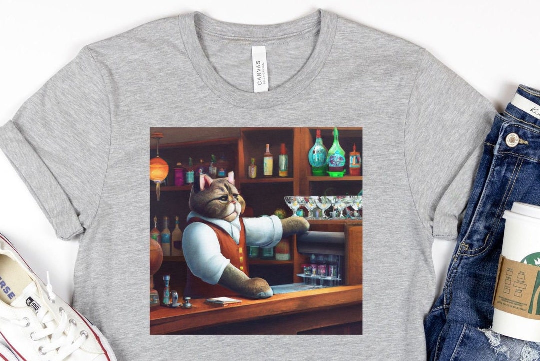 Cat Bartender T-shirt Grumpy Bartender Tee Cat Lover Shirt - Etsy