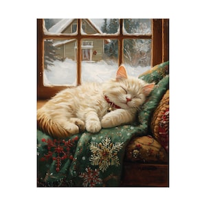 Christmas Cat Poster, Cat Christmas Wall Art, Festive Holiday Home ...