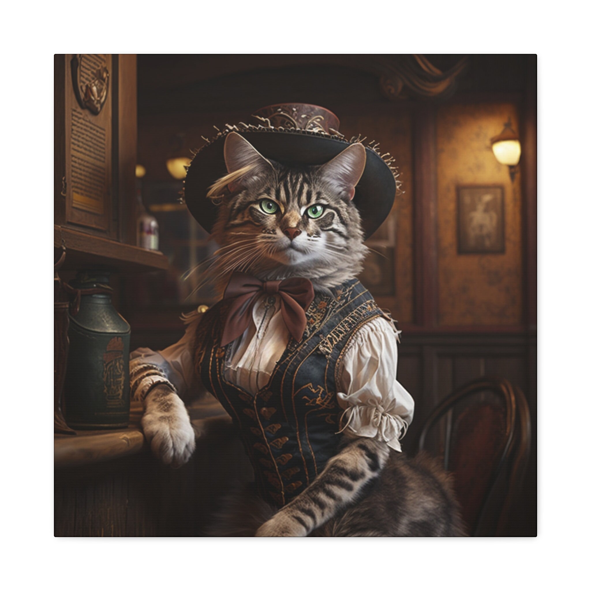 Old West Saloon Lady Cat Canvas Wall Art, Cat Lover Home Decor Gift ...