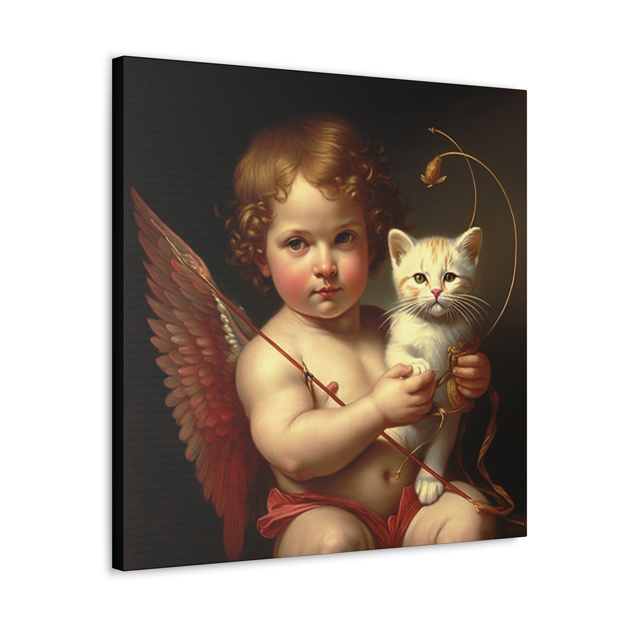 Cupid and Kitten Wall Art Decor, Valentine Cat Lover Gift, Angel and ...