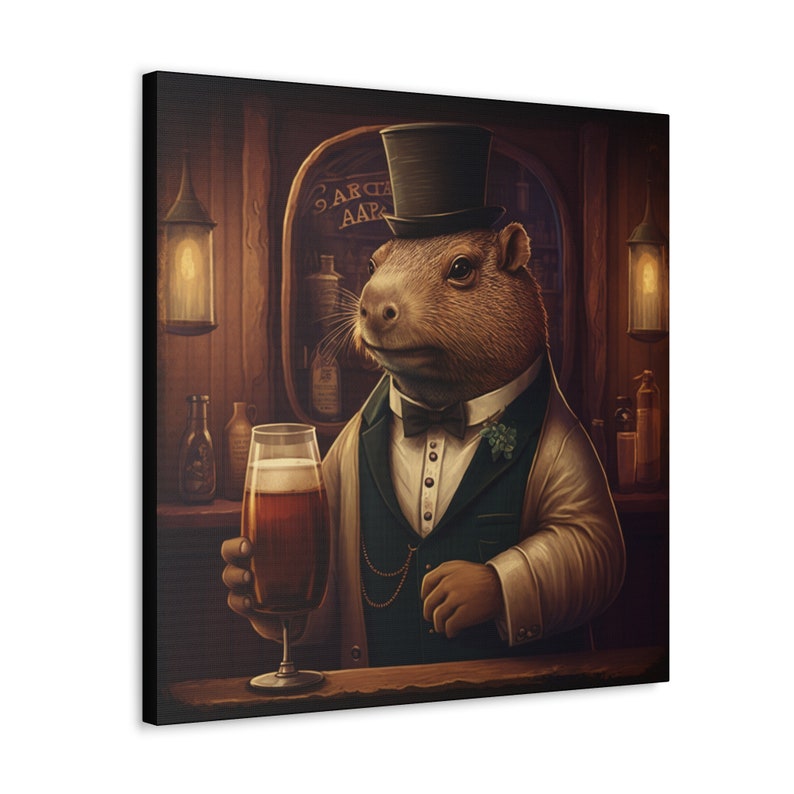 Capybara Speakeasy Barman Wall Art Canvas, Capybara Home Decor Gift ...