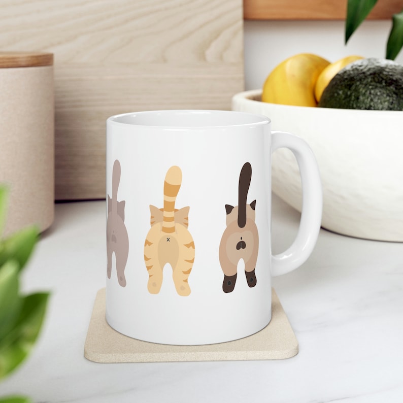 Cat Butts Mug, Funny Cat Butt Mug for Cat Lover, Cat Mom Gift Mug, Cat ...
