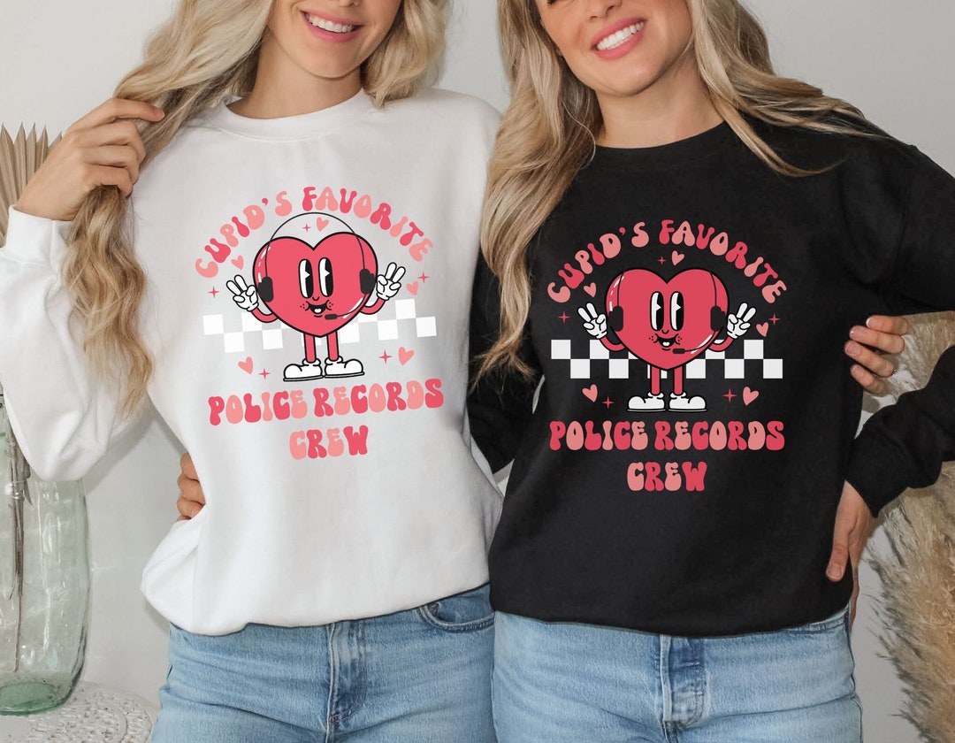 Police Records Crew Valentine's Day Group Sweatshirt, Cupid's Favorite ...