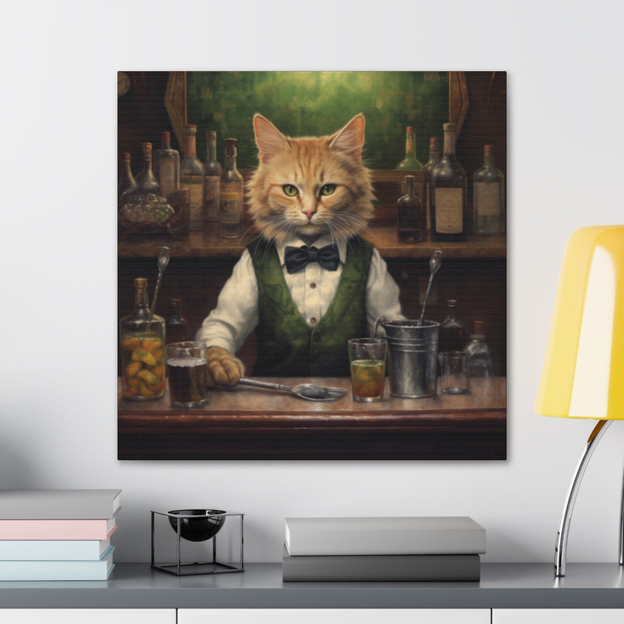 Cat Bartender Wall Art Canvas, Cat Speakeasy Decor, Cat Dad Man Cave ...