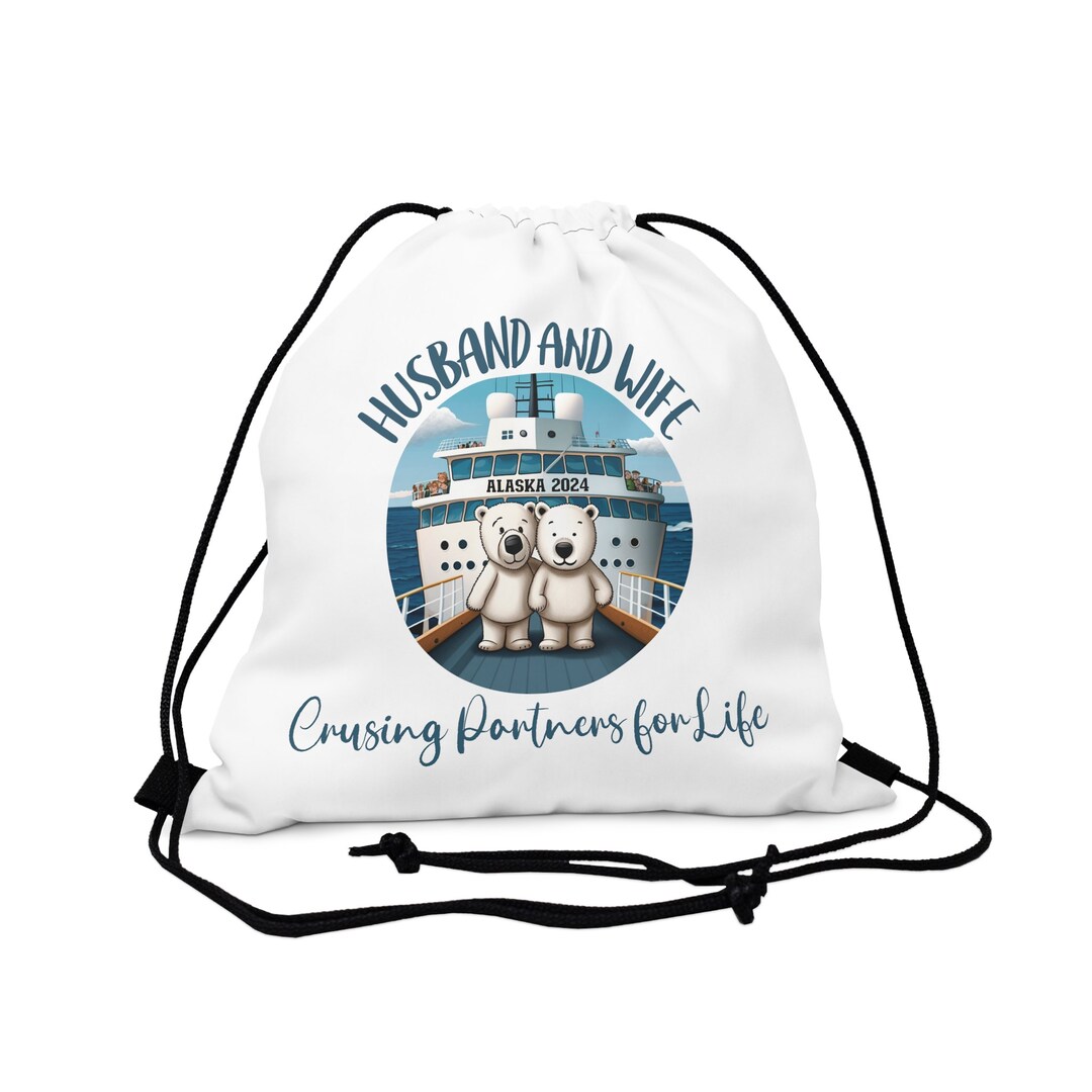 Husband and Wife Cruising Partners for Life Drawstring Bag, Cute Cruise ...
