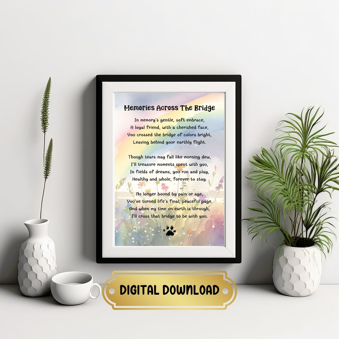 Pet Memorial Poem DIGITAL DOWNLOAD, Cat or Dog Memorial PRINTABLE Wall ...