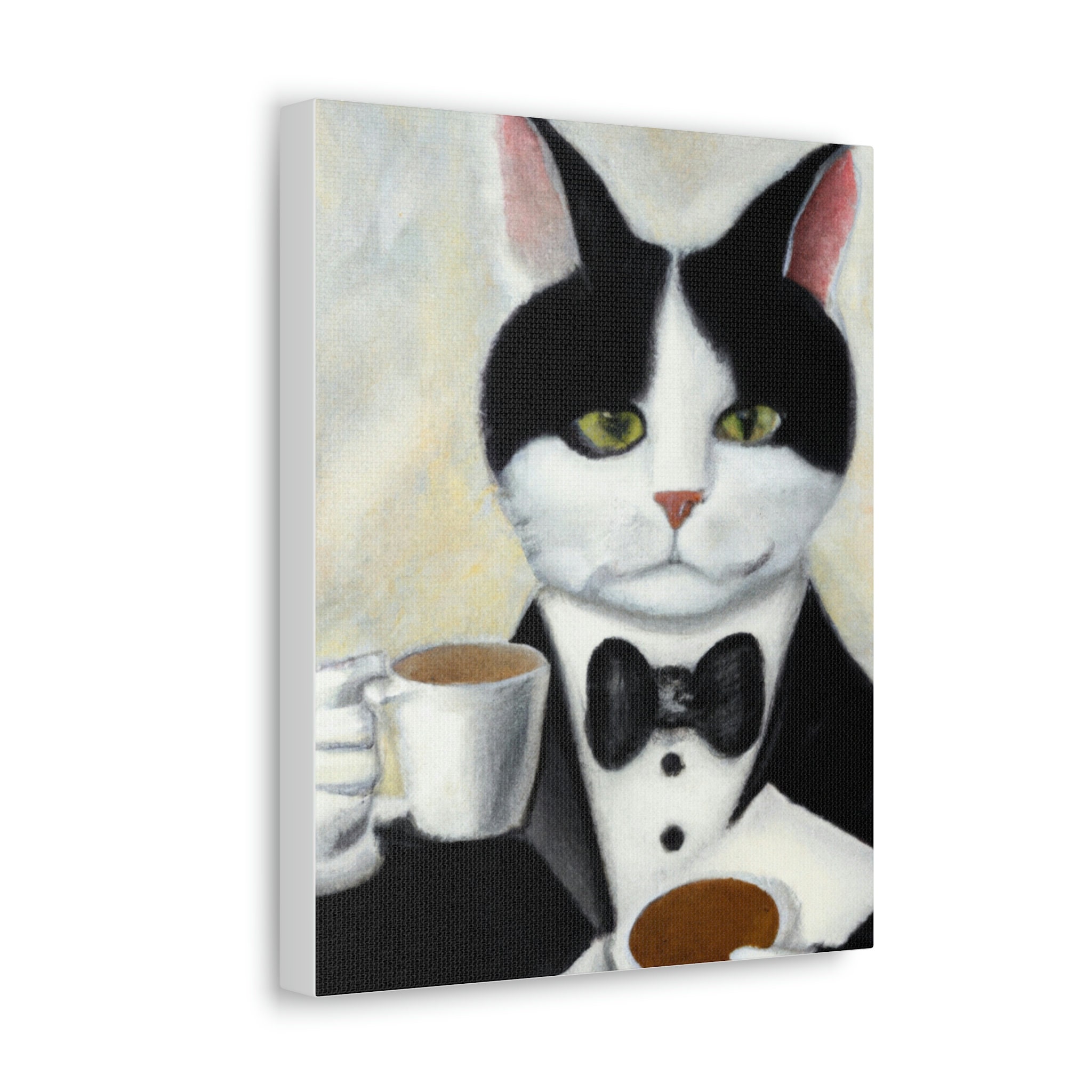 Tuxedo Cat Canvas Cat and Coffee Canvas Gift Canvas for Cat - Etsy
