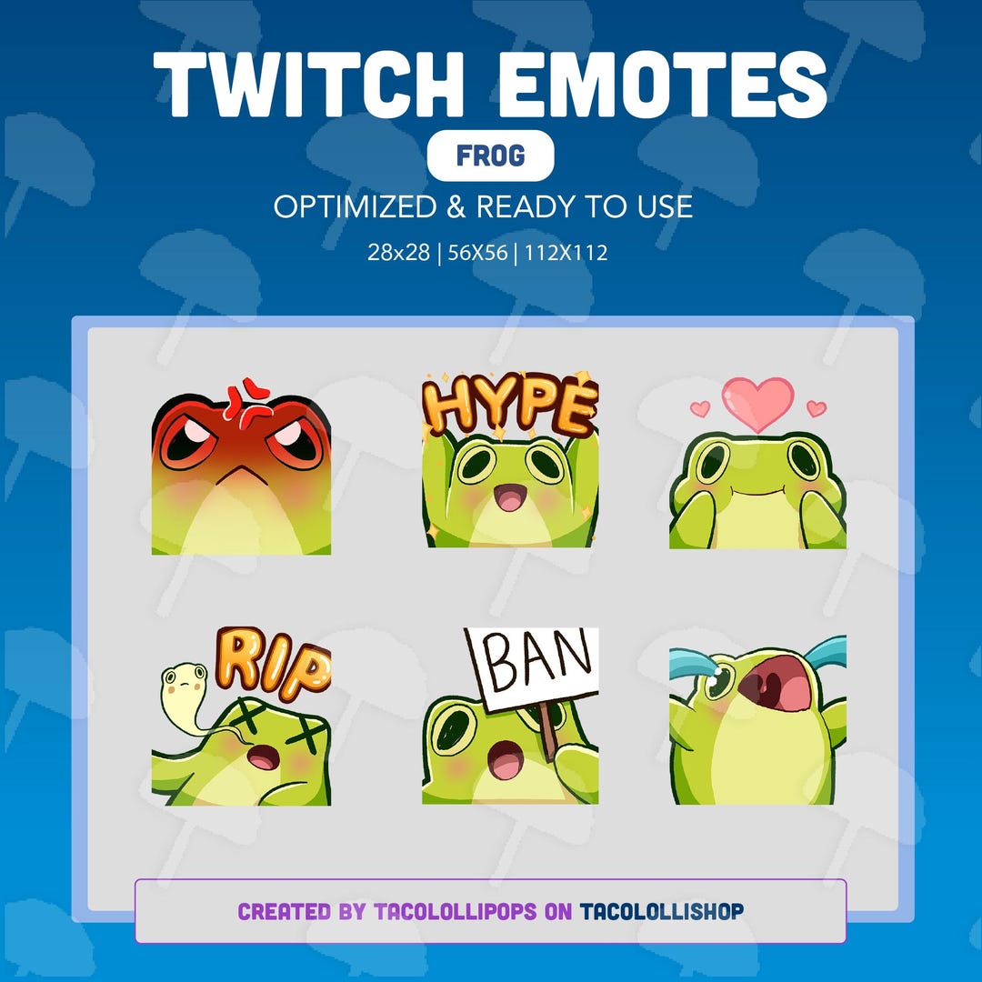FROG EMOTES | Twitch | Discord | Youtube | Streaming | Cute Kawaii ...