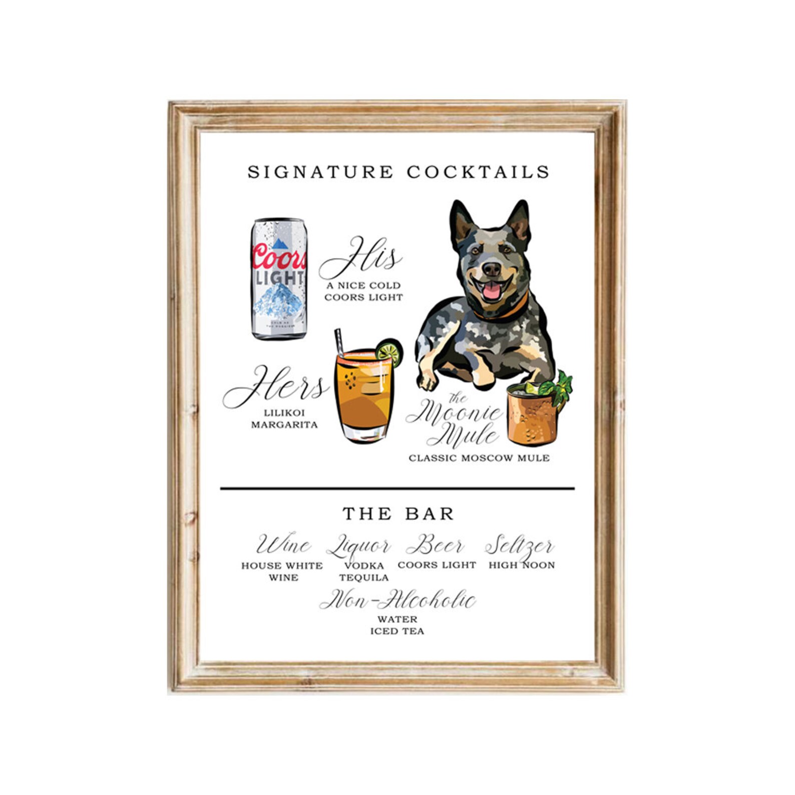 Personalized Wedding Bar Menu, Custom Signature Cocktails, Pet Portrait ...