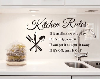 Funny Kitchen Rules Wall Decal - Etsy