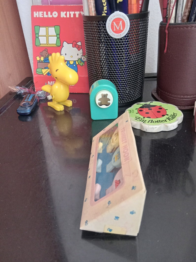 70s Cute Sanrio Box With Three Trinket Hook Blue, Yellow and Pink ...