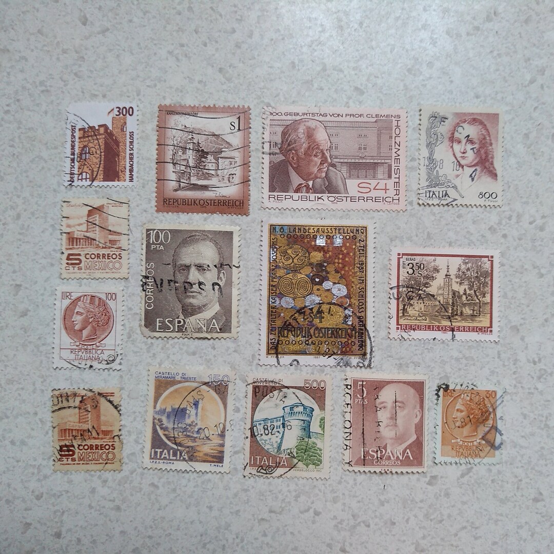 Vintage Brown Used Postal Stamps, World Collectors Different Postal ...
