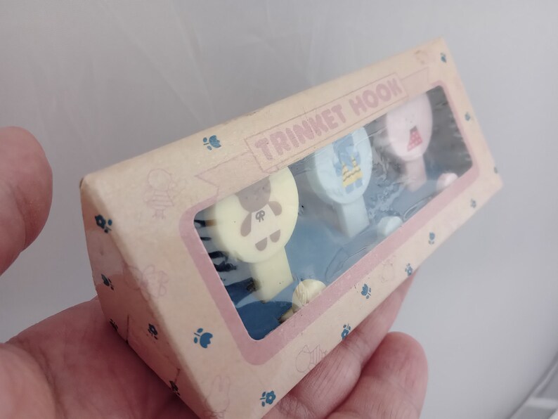 70s Cute Sanrio Box With Three Trinket Hook Blue Yellow and - Etsy