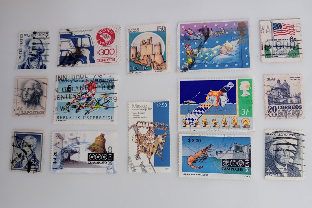 14 Postal Used Historic Square and Rectangular Stamps 60s, 70s, 80s ...